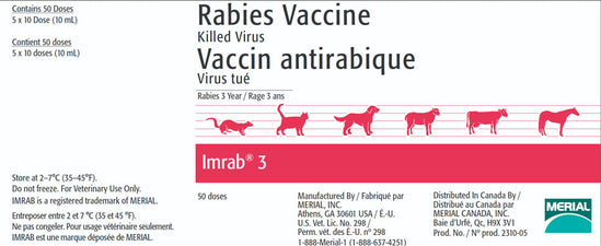 Rx Imrab 3 Vaccine, 5 x 10 Dose by Boehringer Ingelheim — Jeffers