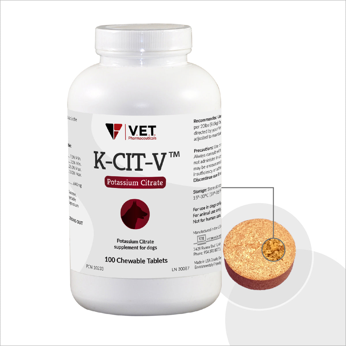 K-CIT-V Potassium Citrate plus Cranberry Chewable Tablets, 640mg, 100 ...