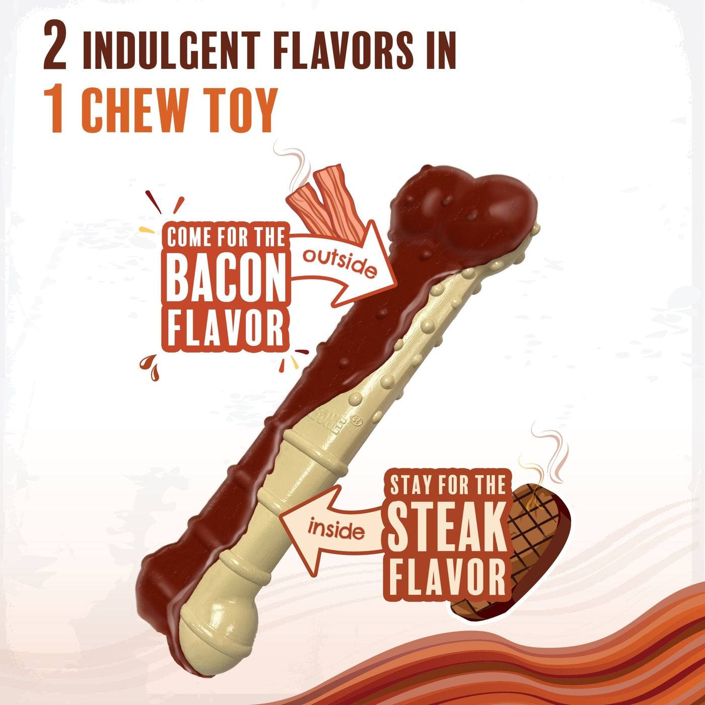 Nylabone Basted Blast Dual Flavored Power Chew, Bacon Basted Steak ...