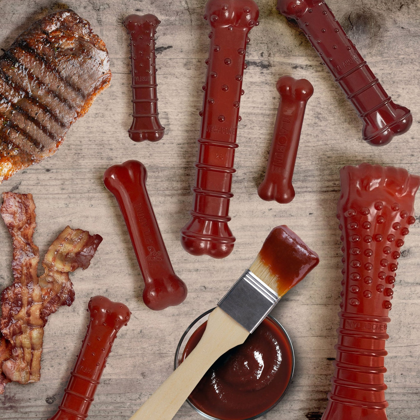 Nylabone Basted Blast Dual Flavored Power Chew, Bacon Basted Steak ...