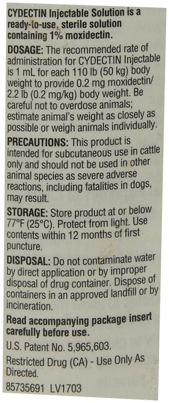 Cydectin Injectable Cattle Dewormer with Moxidectin — Jeffers