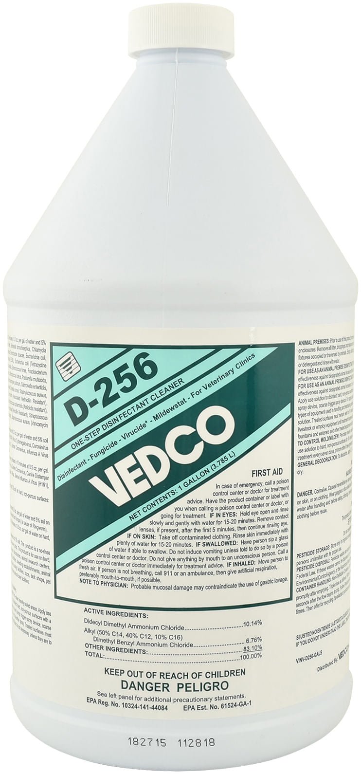 D-256 One-Step Disinfectant Cleaner, gallon — Jeffers