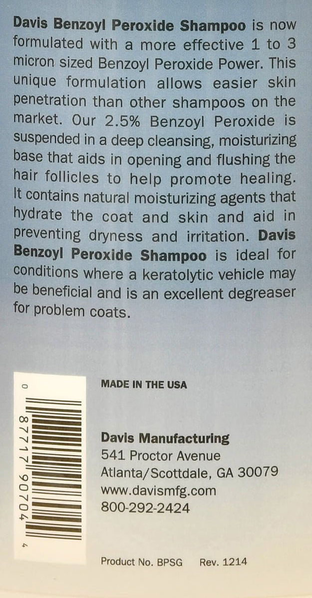 Davis Benzoyl Peroxide Shampoo | Dog Shampoo | Cat Shampoo — Jeffers