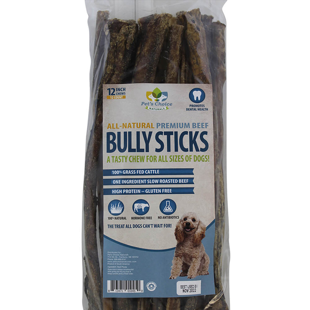 Pet's Choice Dog Bully Sticks, Premium, All Natural Dog Pizzle Chews ...