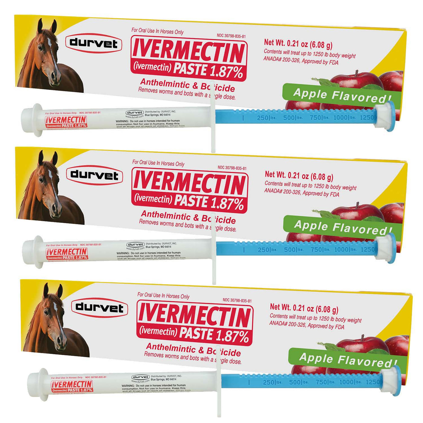 Ivermectin Horse Dewormer Paste 1.87%, Apple Flavor, by Durvet — Jeffers
