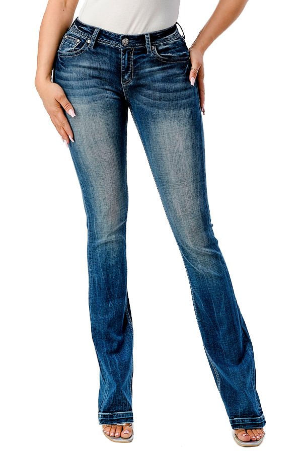 Grace in LA 3D Wing Mid Rise Bootcut Jeans, 25-34 — Jeffers