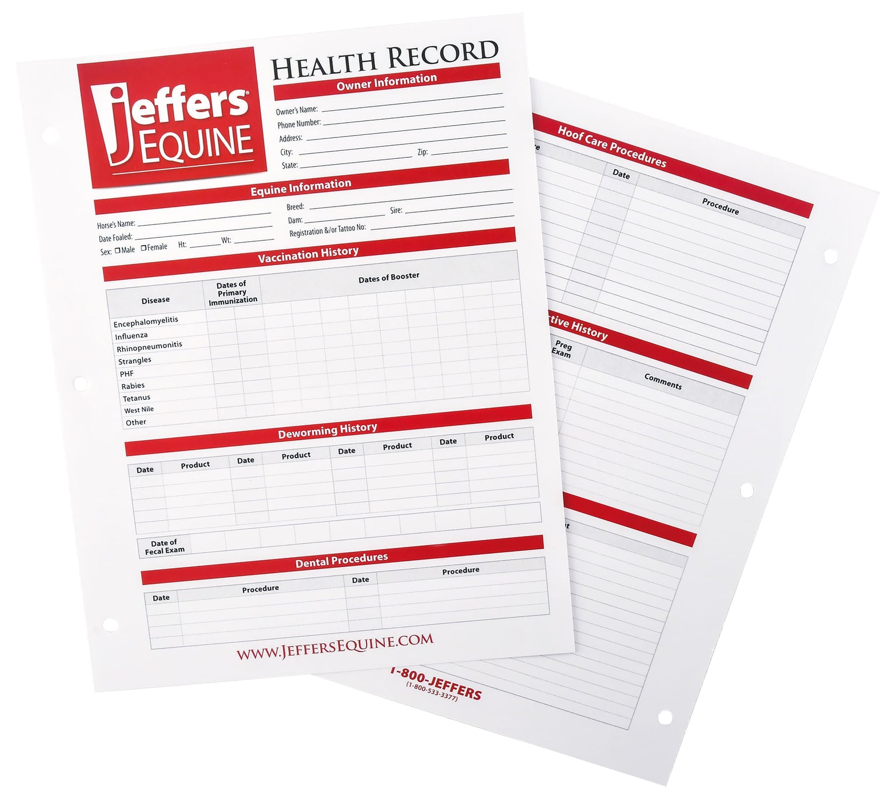 Horse Health Records, 8.5" x 11" with 3-hole Punch by Jeffers