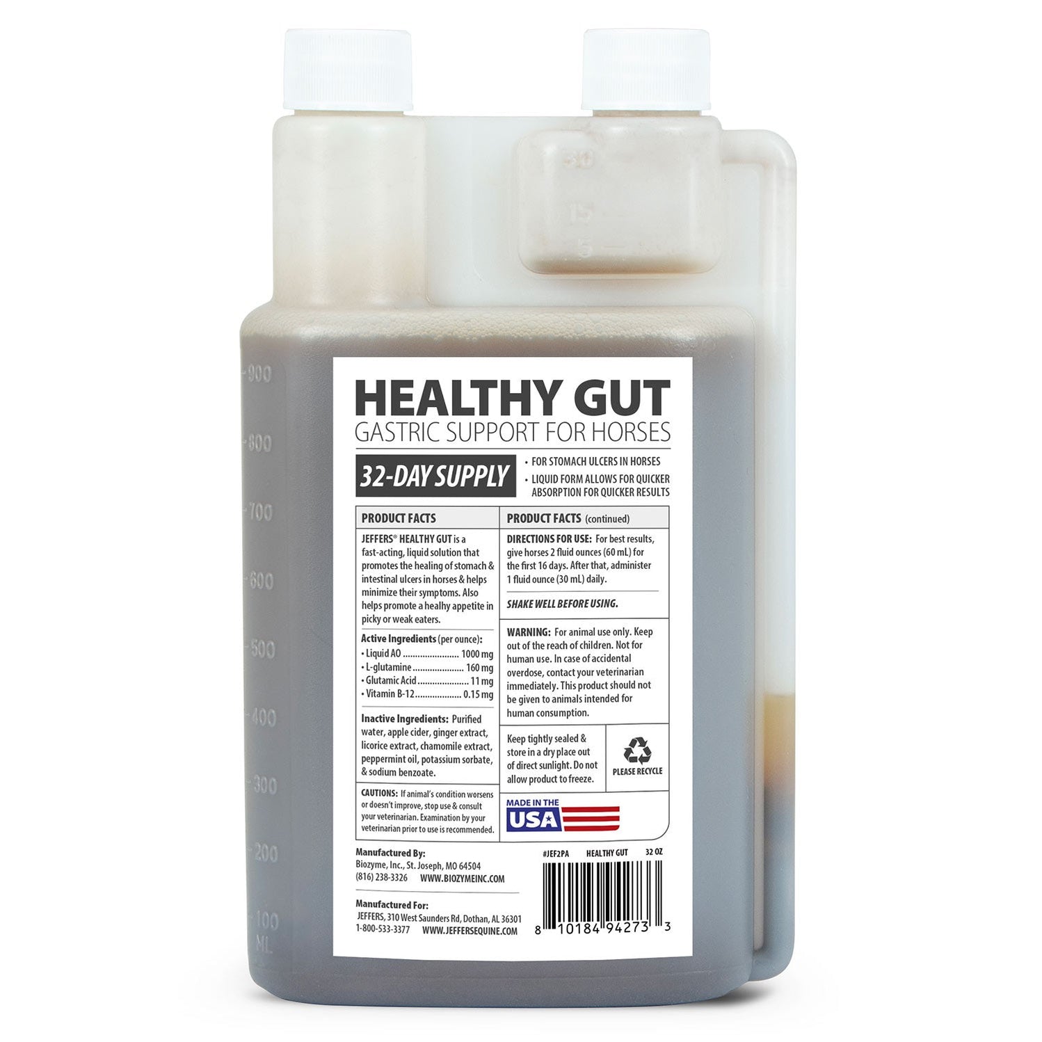 Jeffers Healthy Gut Gastric Liquid Support for Horses