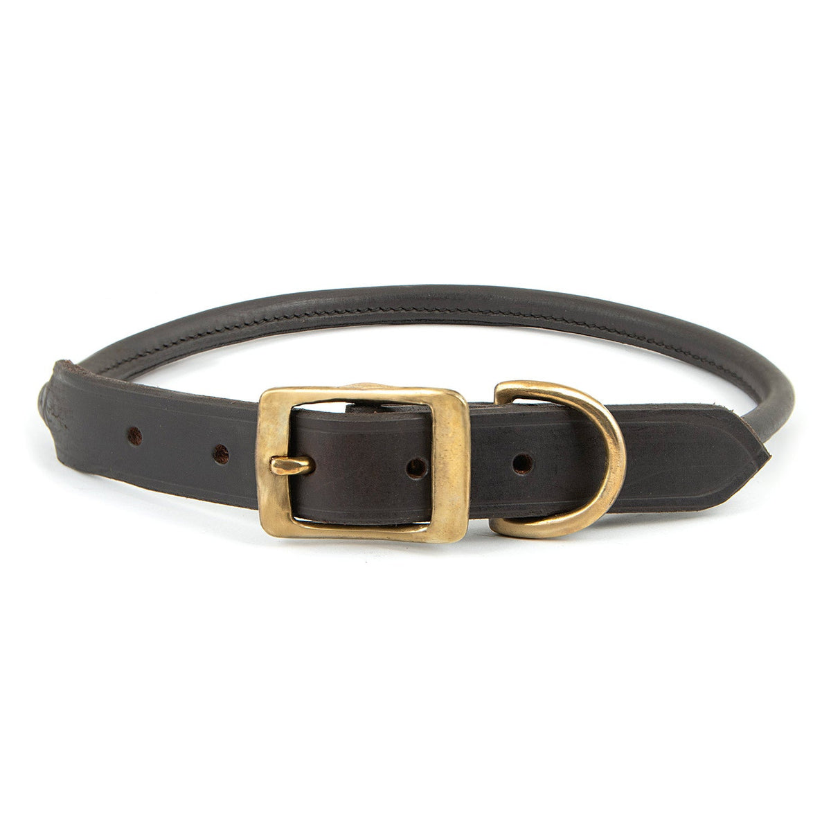 Rolled Leather Dog Collars, 5/8" x 13", Chestnut — Jeffers