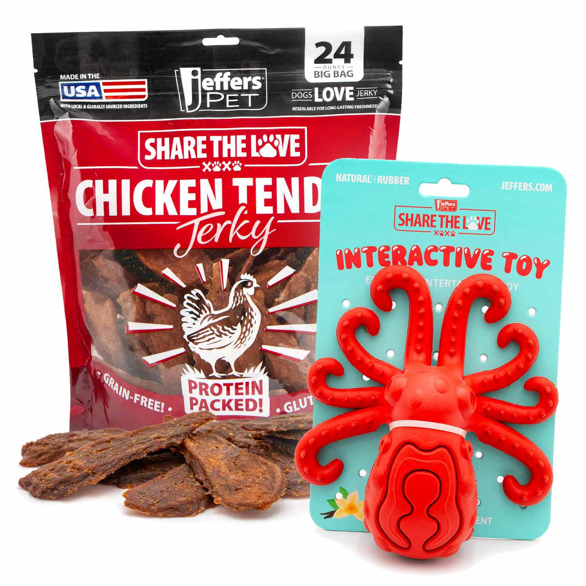 Jeffers Stuffable Octopus Chew Toy, Chicken Breast Refill Kit