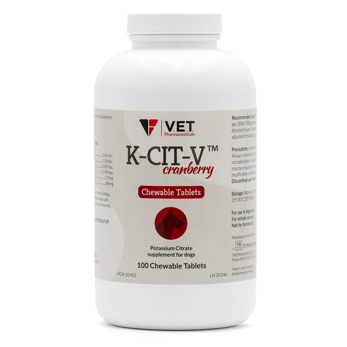 K-CIT-V Potassium Citrate plus Cranberry Chewable Tablets, 640mg, 100 ...