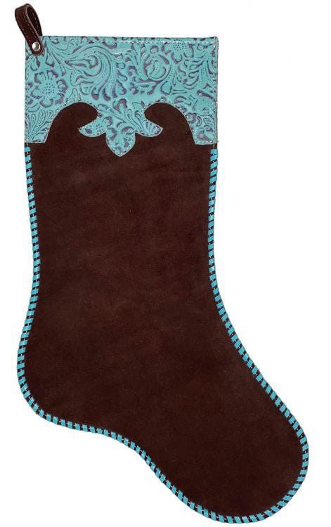 Showman Leather Stocking with Turquoise Floral Cuff — Jeffers
