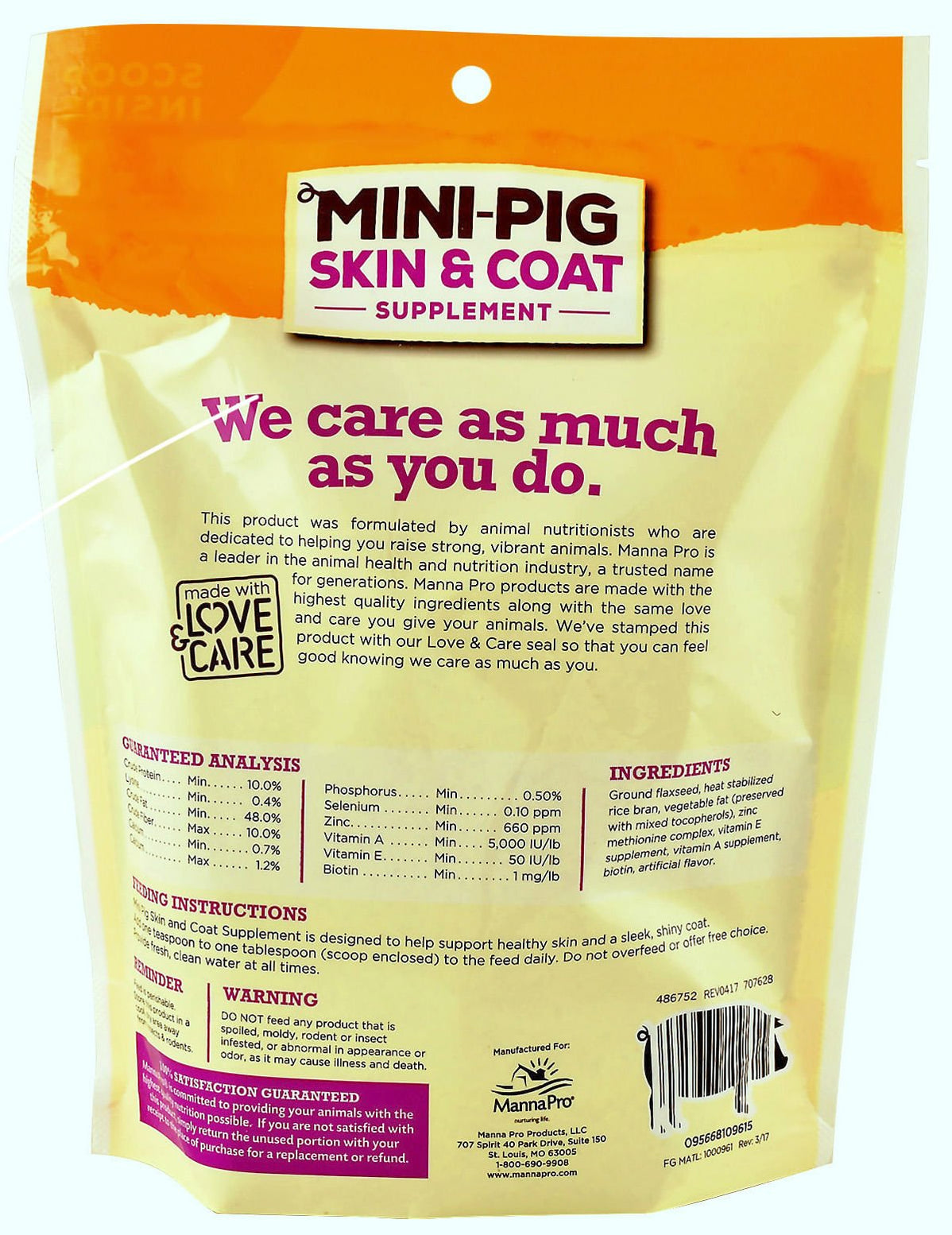 Manna Pro Mini Pig Skin and Coat Supplement, 1 lb — Jeffers