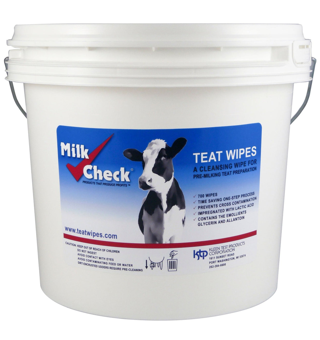 Milk Check Teat Wipes, Pail and Refill — Jeffers