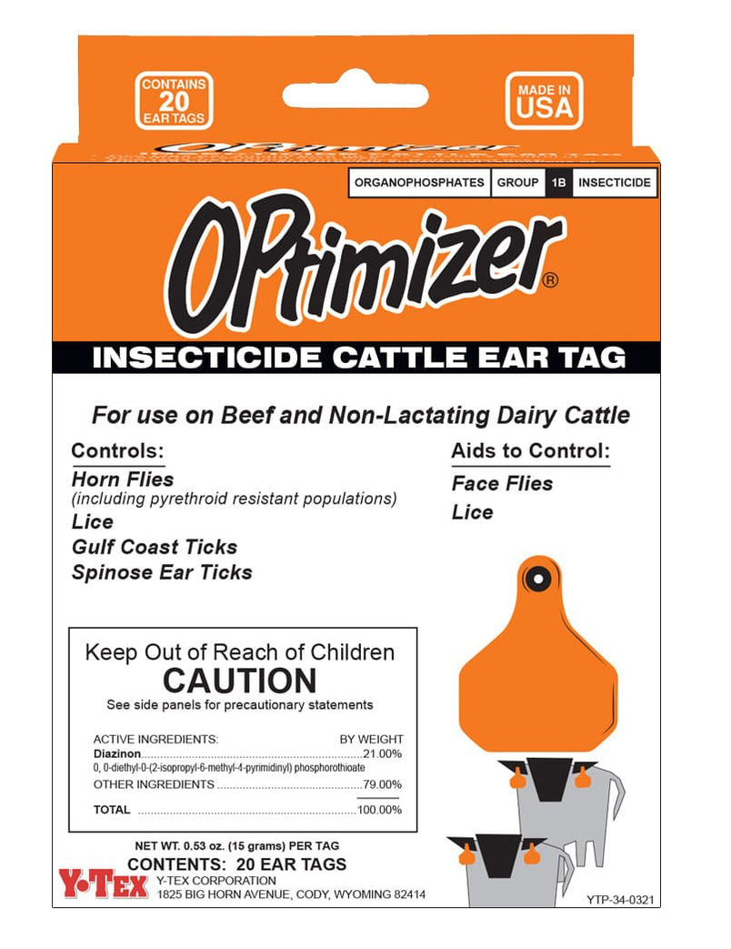 OPtimizer Insecticide Cattle Ear Tags, pkg of 20 — Jeffers