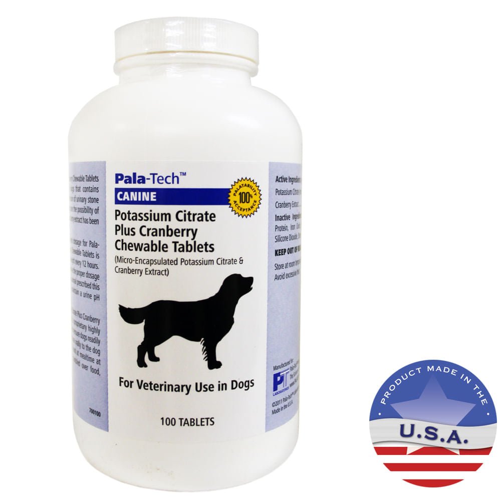 Pala-Tech Potassium Citrate Plus Cranberry Dog Chewable Tablets, 100 ct ...