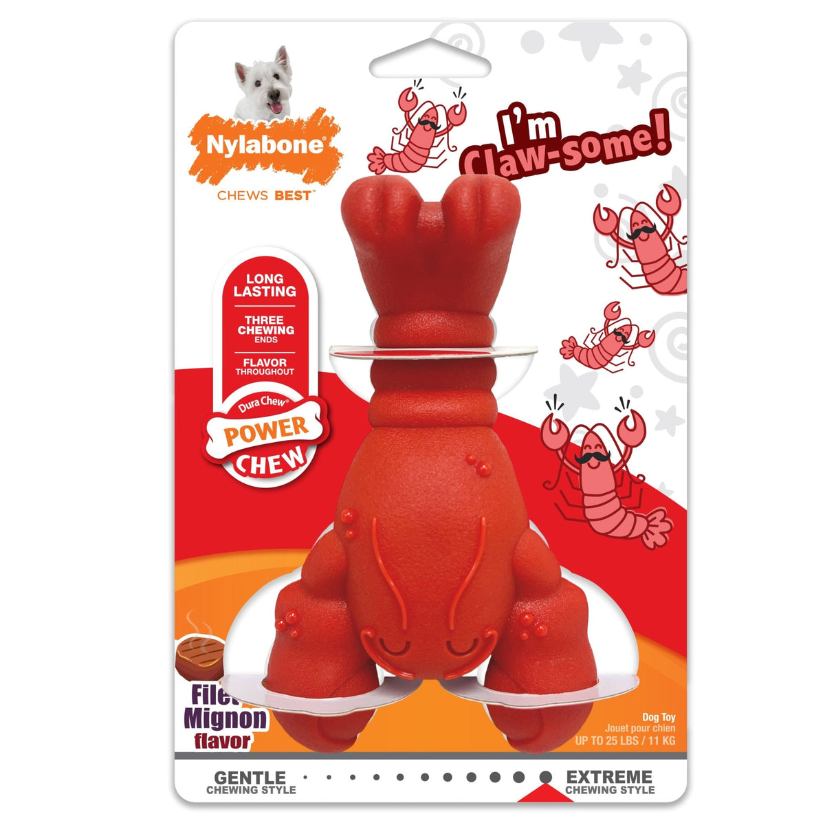 Power Chew Lobster Dog Toy, Filet Mignon Flavor — Jeffers