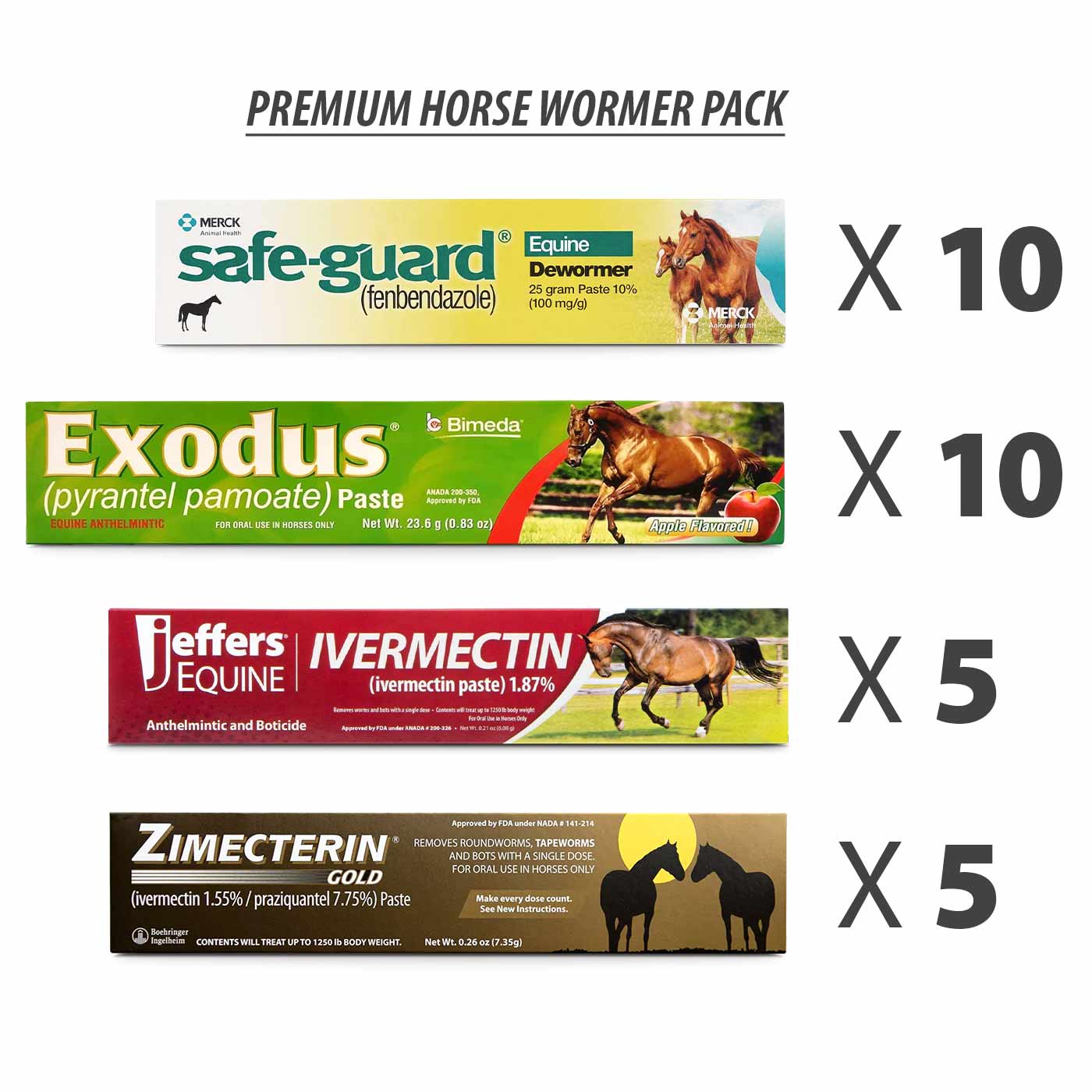Jeffers Premium Horse Wormer Kit for 5 Horses