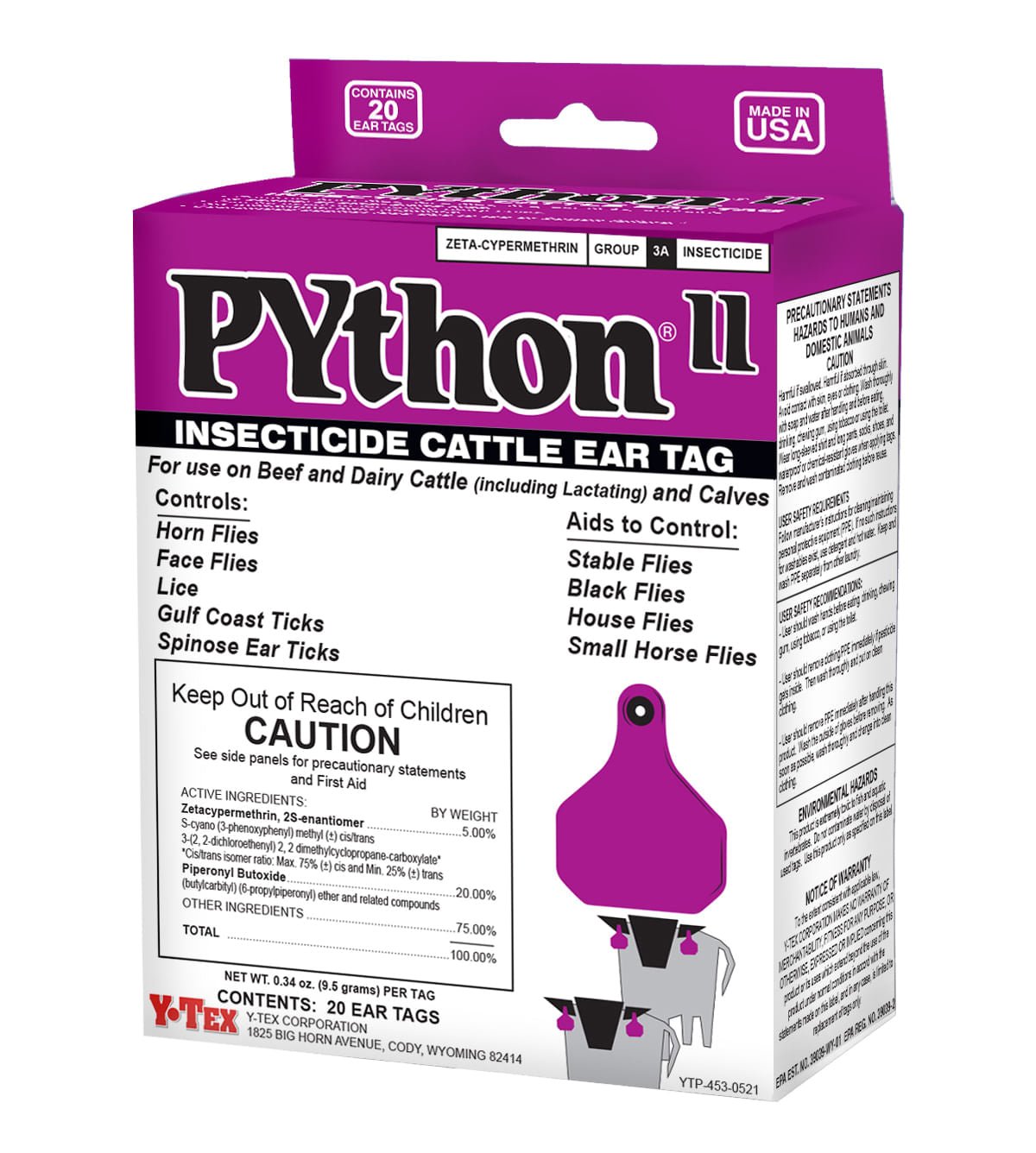 Y-Tex Python II Insecticide Cattle Ear Tags — Jeffers