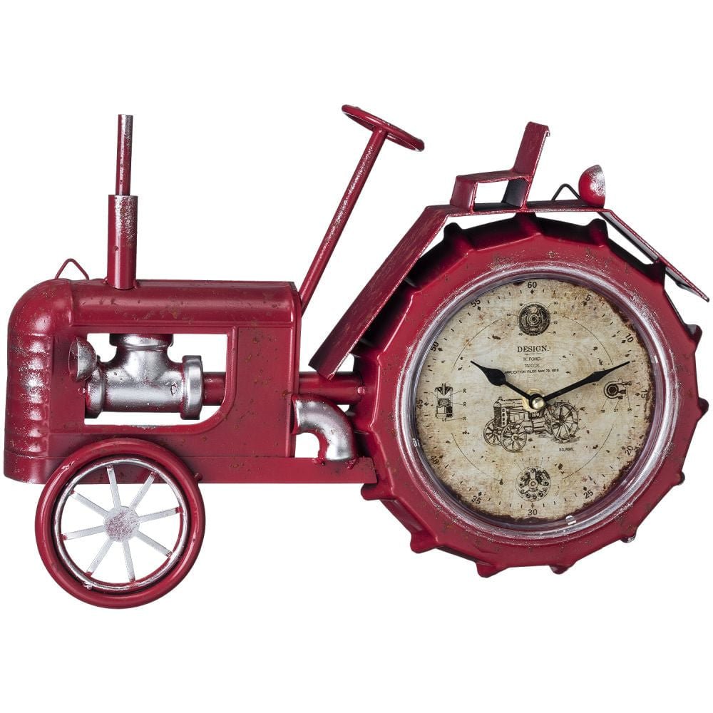 Red Tractor Metal Wall Clock — Jeffers