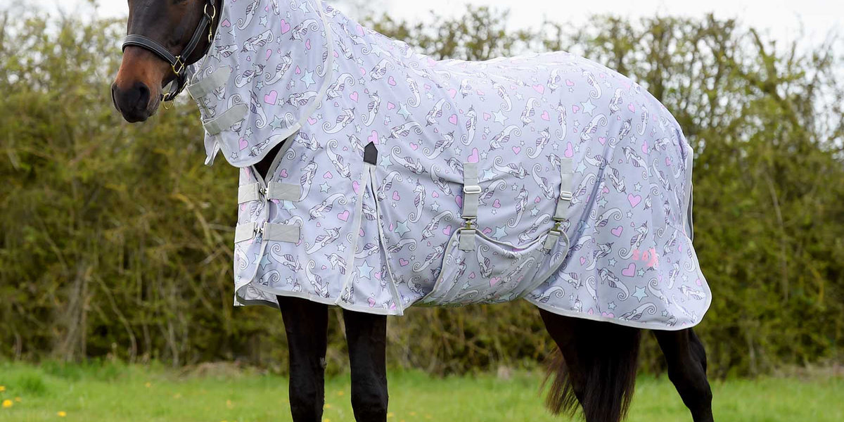 Saxon Combo Neck Fly Sheet with Belly Wrap, Sea Unicorn — Jeffers