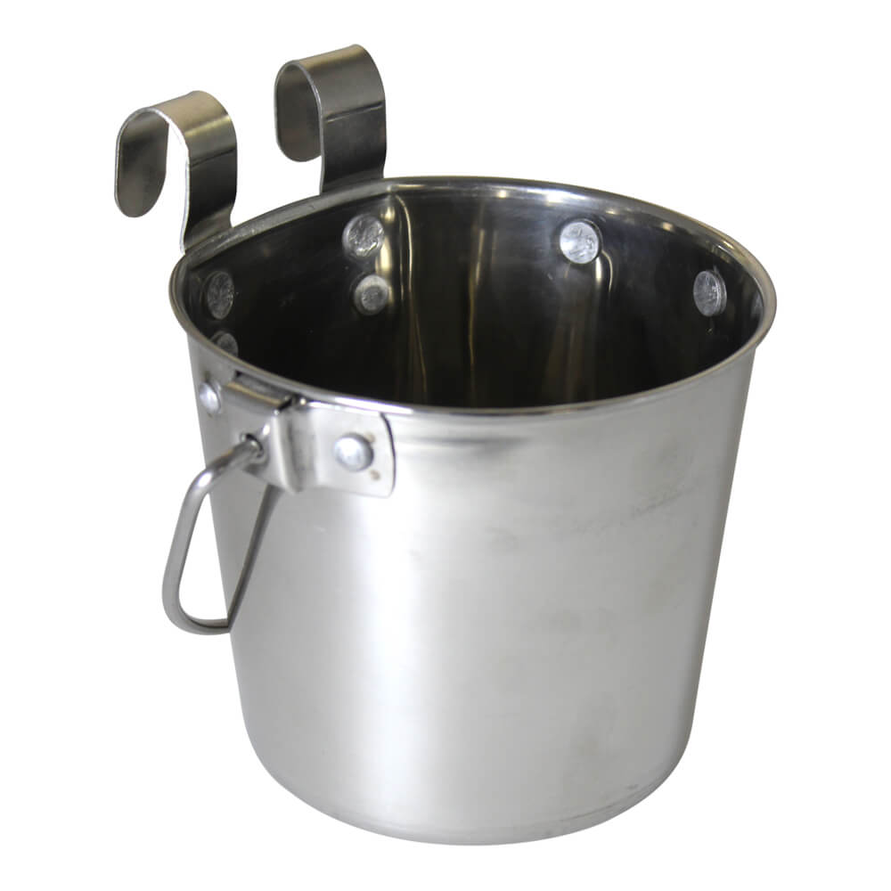 Stainless Steel Pail, Flat Sided Hook-On with Rivets for Farms — Jeffers