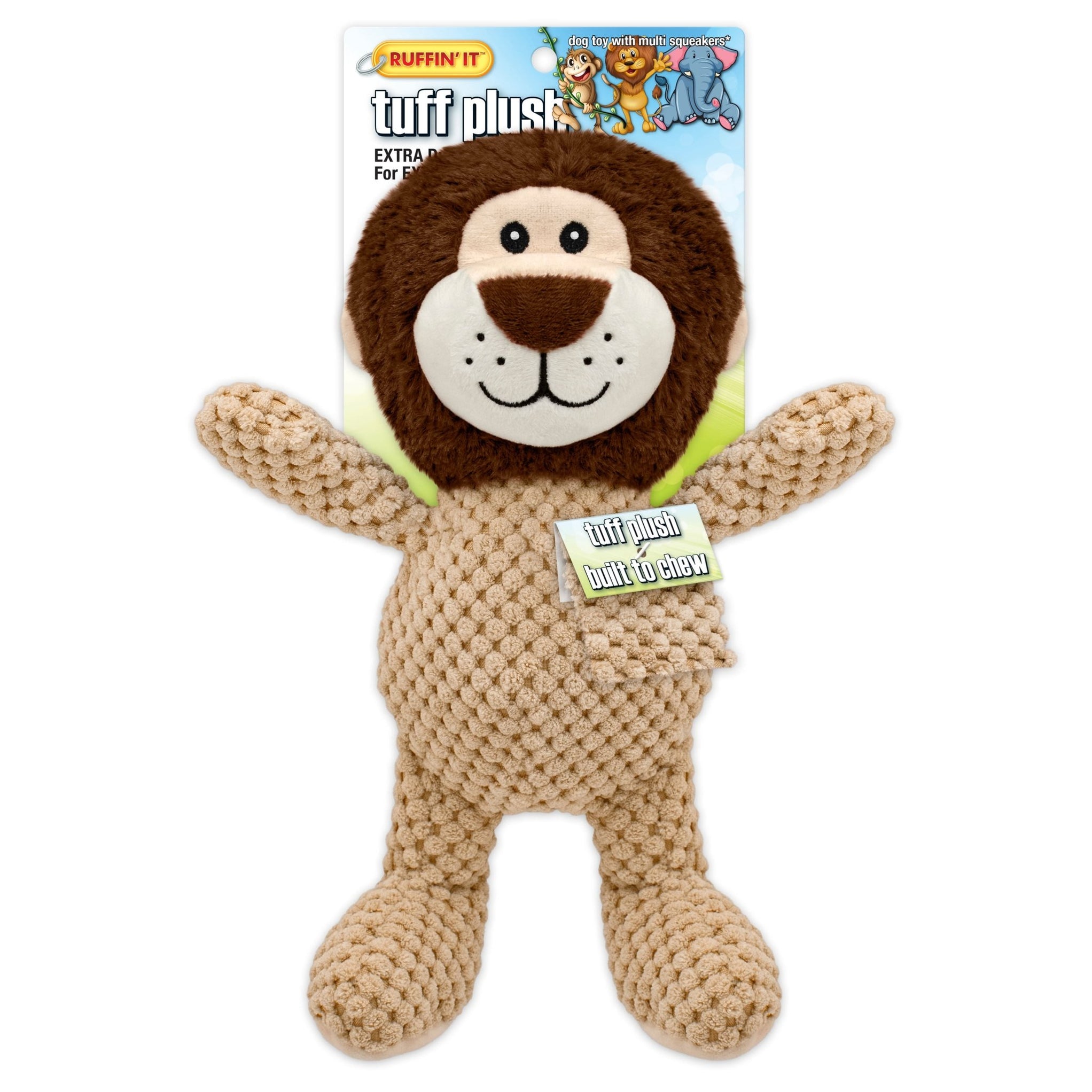 Tuff Plush Dog Toys, Assorted Elephants, Lions, Monkey — Jeffers