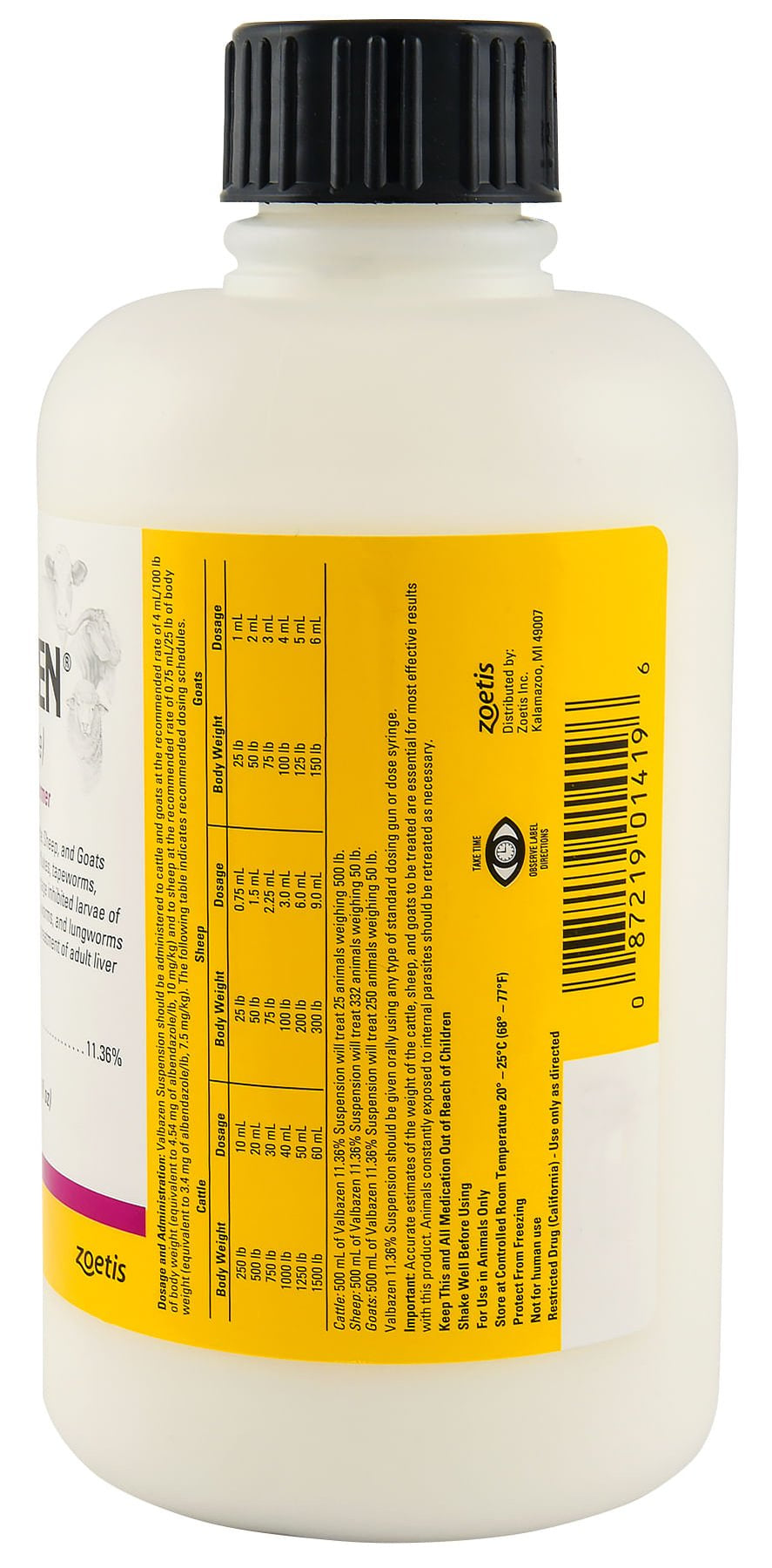Valbazen Broad-Spectrum Drench Dewormer Oral Suspension for Goats — Jeffers