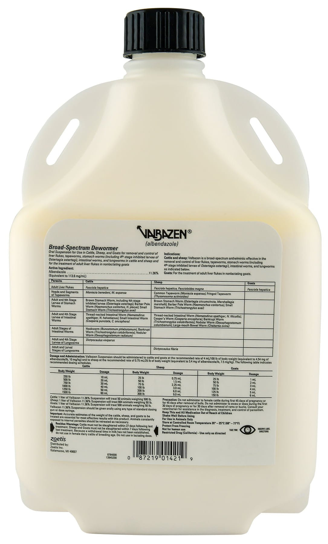 Valbazen Broad-Spectrum Drench Dewormer Oral Suspension for Goats — Jeffers