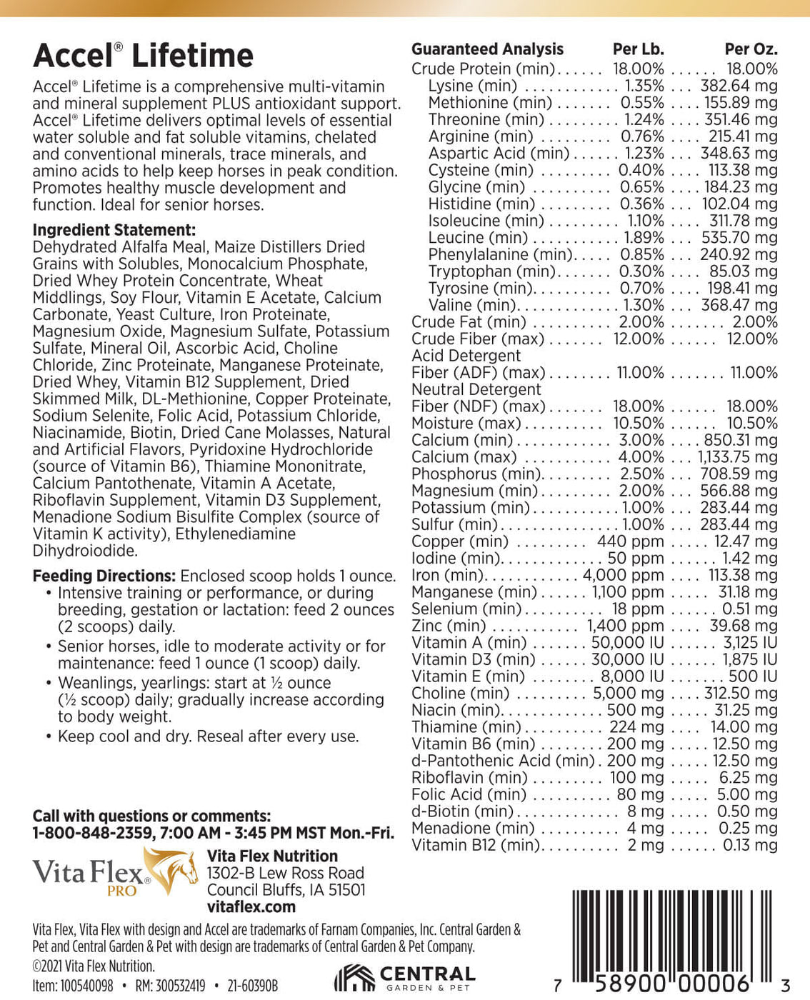 Vita Flex Pro Accel Lifetime Supplement for Horses — Jeffers