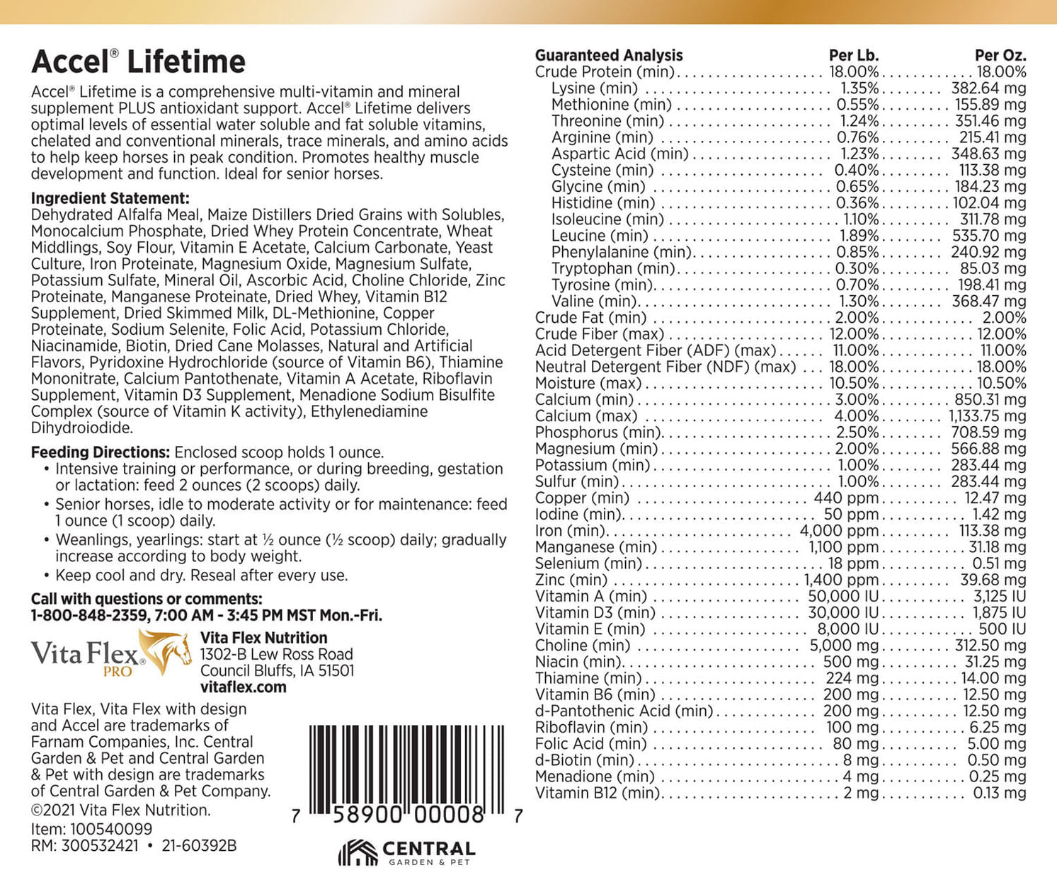 Vita Flex Pro Accel Lifetime Supplement for Horses — Jeffers