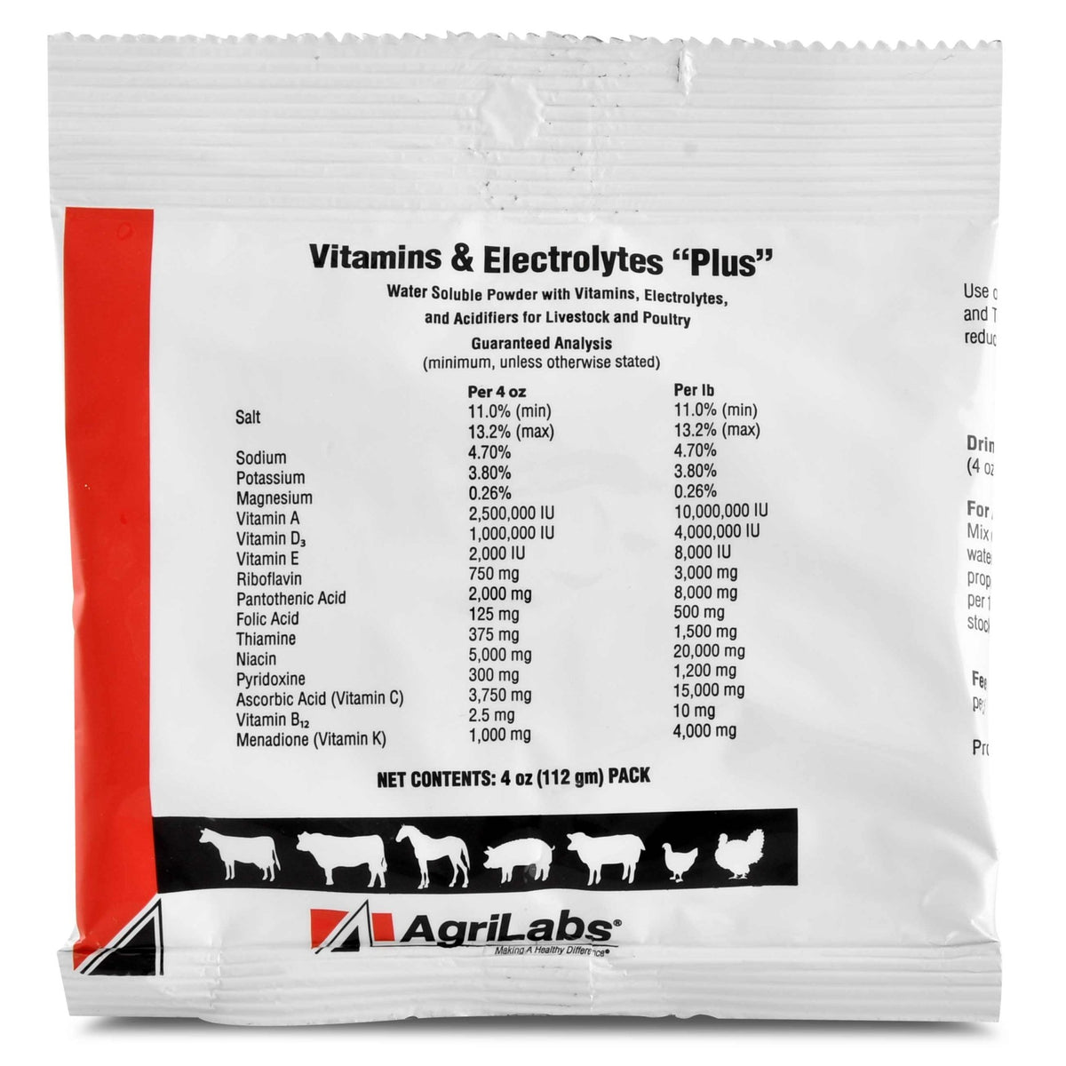 Vitamins & Electrolytes PLUS for Livestock and Poultry, 4 oz — Jeffers